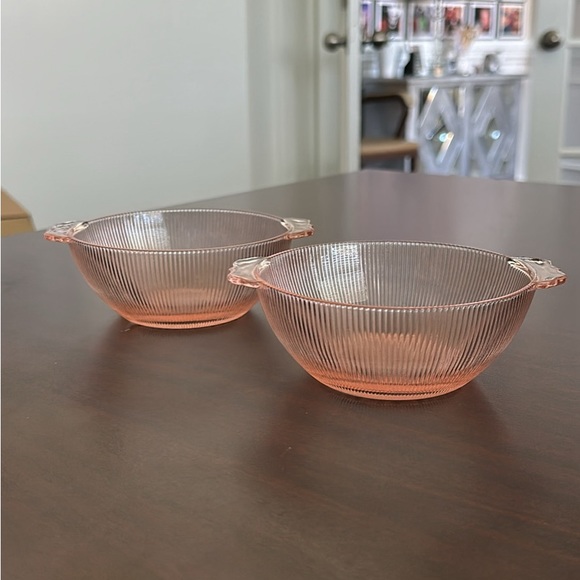 homespun | Dining | Vintage Homespun Pin Ribbed Depression Glass Bowls2 ...